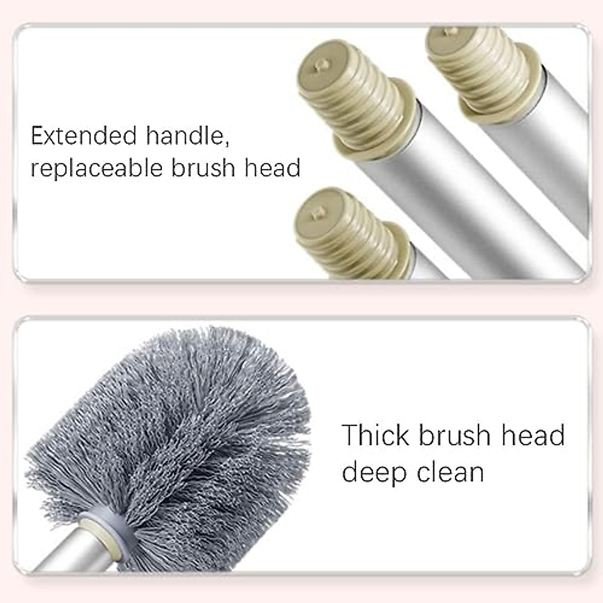 SAAKO Toilet Bowl Brush Round Brush Head Toilet Brush with Ventilation Holder and Long Ergonomic Handle Toilet Cleaner Brush