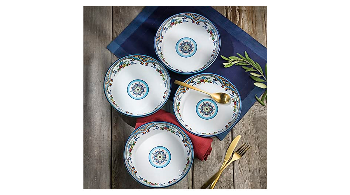 Euro Ceramica Zanzibar 16-Pc Dinnerware Set | Floral Stoneware