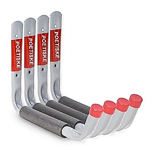 unp POETISKE Utility Hooks Ladder Hooks with 9.8'' Jumbo Arm Garage Storage Organizer Hang Folding Chair Bike Ski Tool Heavy Duty 4PC