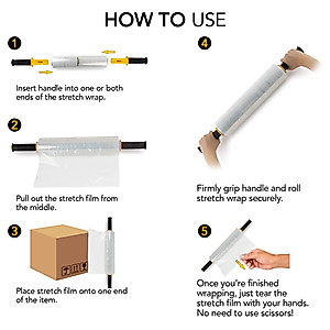 Modern Innovations 15 Inch Clear Stretch Wrap Roll with Handles (1 Roll-1000 Feet) Heavy Duty Shrink Wrap for Moving, Packing Supplies for Wrapping Furniture, Industrial Plastic Pallet Cling