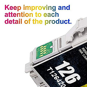 Uniwork Remanufactured Ink Cartridge Replacement for Epson 126 T126 use for Workforce 435 520 545 635 645 WF-3520 WF-3530 WF-3540 WF-7010 WF-7510 WF-7520 Stylus NX430 Printer Tray, 5 Pack