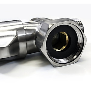 Luxe Bidet Metal T-adapter with Shut-off Valve, Winged 3-way Tee Connector, Nickel Finish, for Luxe Neo Bidets