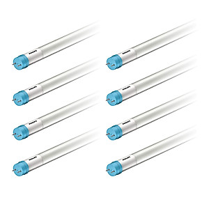 Philips LED InstantFit 4-Foot T8 Tube Light Bulb 1800-Lumen, Cool White (4000K), 16W=32W, Medium Bi-Pin G13 Base, 8-Pack