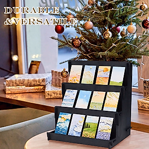 Wooden Card Display Stand Stationary Organizer Sticker Display Stand for Vendor Crafts Greeting Card Organizer Rack Retail Display Stand Holder for Counter (Dark,11.81 x 14.57 x 15.75 Inch (3 Tier))