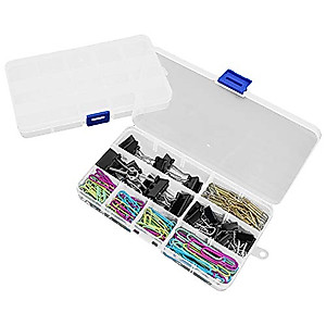 6-Pack Clear Plastic Jewelry Organizer Box with Adjustable Dividers for Bead, Nail Art, Crafts, Diamond Painting, Fishing Tackle Storage Box, (15 Grids, 6.8" x 0.8" x 3.9")