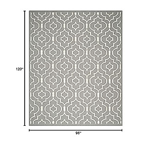 SAFAVIEH Dhurries Collection 8' x 10' Grey/Ivory DHU637B Handmade Flatweave Premium Wool Area Rug