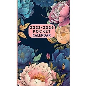 Pocket Calendar 2023-2026 for Purse: Small Size 4 x 6.5 in | Nice Folral Design