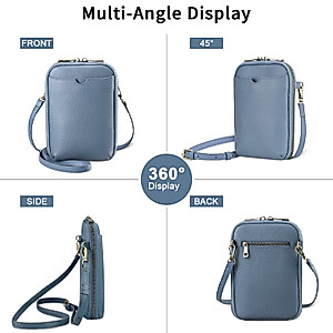 Crossbody Cell Phone Purses for Women Luxury Genuine Leather Small Crossbody Bags Wallet Purses with Adjustable Strap RFID Blocking Cellphone Case Wallet Bag