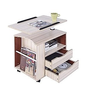 HIGOH Bedside Table Multi Function Storage Cabinet with Lifting Bedside Table