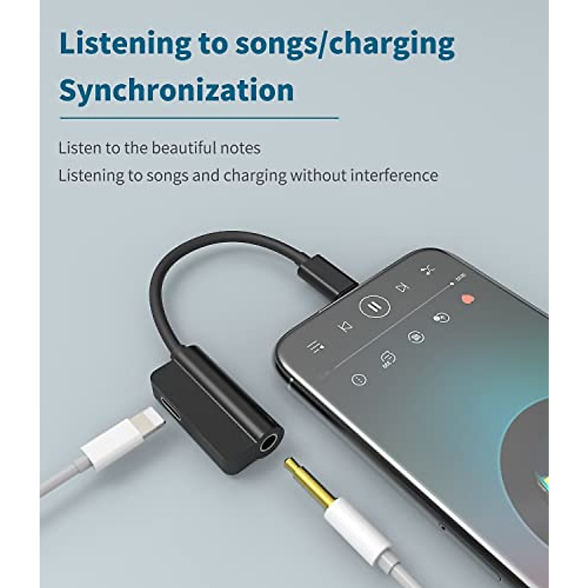 Headphone Adapter Compatible with Lightning to 3.5mm AUX Audio Jack and Charger Dongle Earphone Splitter Compatible for iPhone 11 12 for Ipad Converter power charging connector for Apple MFI Certified