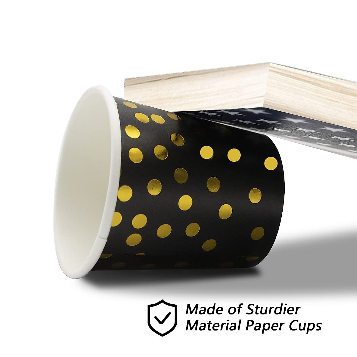 400 Pack 3 oz Paper Cups,Black and Gold Dot Disposable Bathroom Cups, Small Disposable Mouthwash Cup,Cold Beverage Drinking Cups, Espresso Cups for Parties, Picnics, Barbecues, Travel and Events
