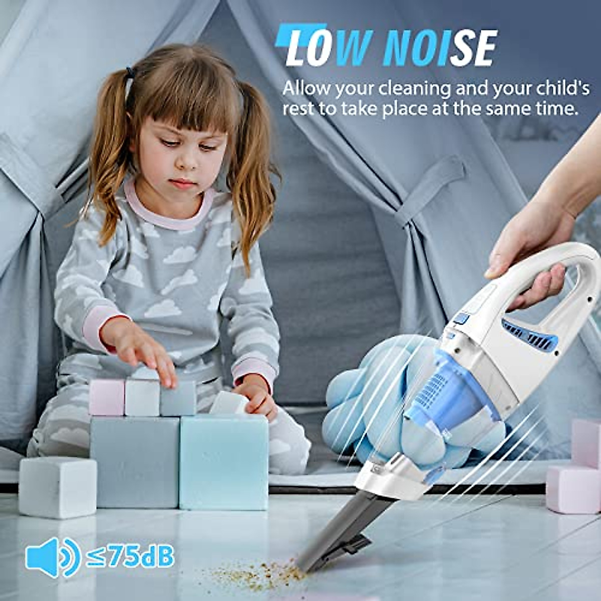 Bossdan Handheld Vacuum Cordless, Powerful Suction Car Hand Held Vacuum Cleaner with Large-Capacity Battery, Hand Vacuum Cordless Rechargeable for Pet Hair Keyboard Dust Office and Home Cleaning