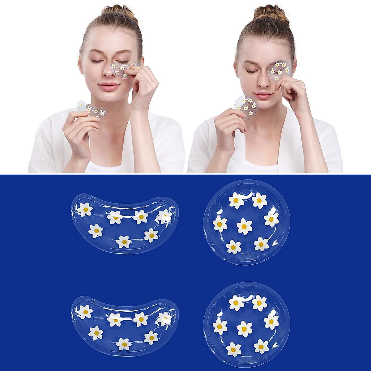 Gel Ice Pack Reusable Cooling Under Eye Pads and Patches, Hot Cold Treatment Pack for Redness,Pain Relief and Eye Relax