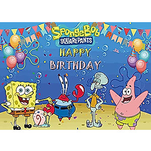 Cute Cartoon Photo Background for Children Happy Birthday Party Banner Decoration Photo Booth Studio Props Baby Shower Cake Table Photography Backdrops 5x3ft