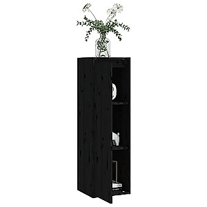 DYRJDJWIDHW Wall Cabinet Bookshelf for Bedroom,Shelves,Wood Bookcase,Suitable for Bedroom, Office, Living Room, Study,Black 11.8"x11.8"x39.4" Solid Pinewood