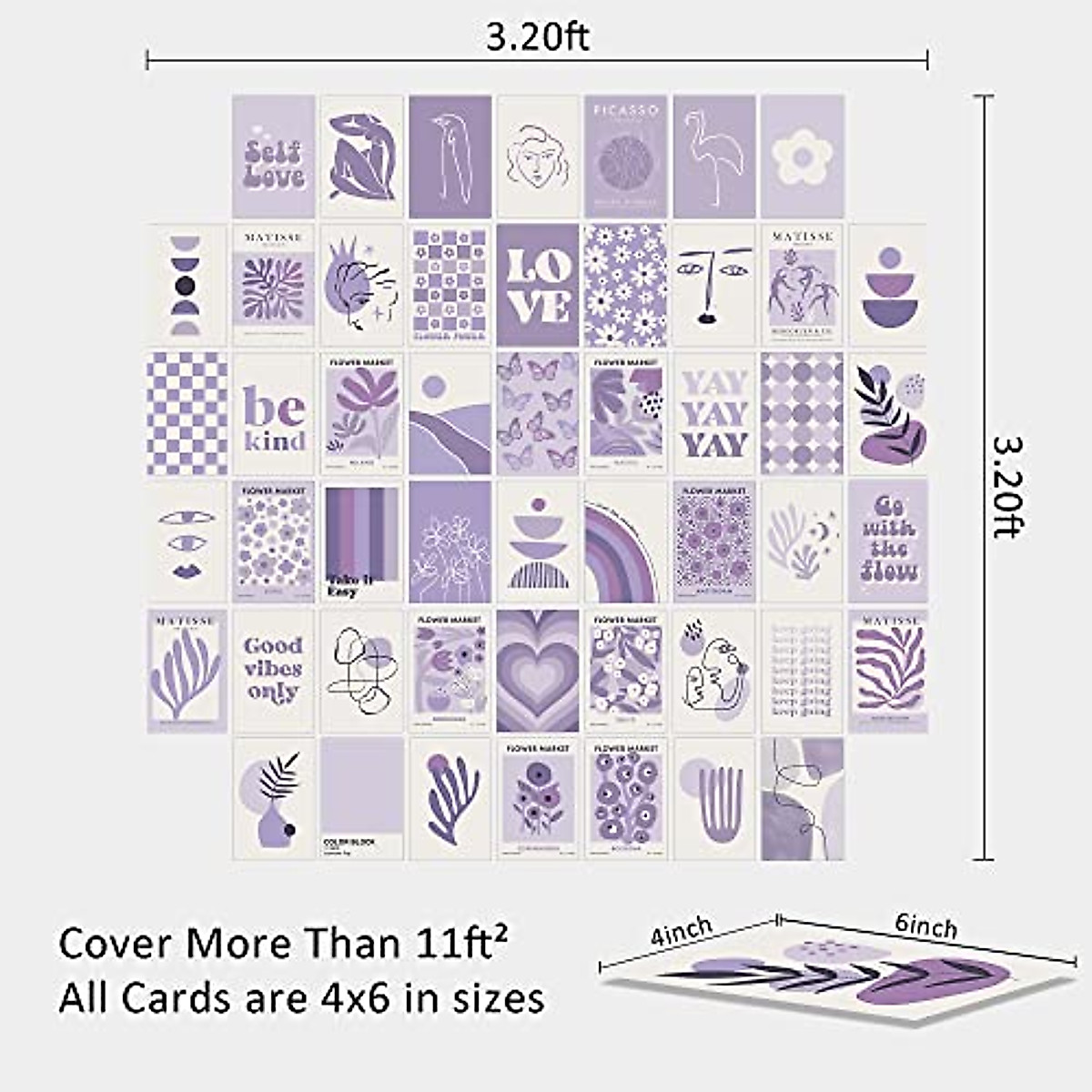 wall67 Purple Room Decor Aesthetic,Lavender Wall Collage Kit Posters for Room Aesthetic Posters Prints,Purple Aesthetic Dorm Room Decor for Teen Girl (50pcs 4x6 inch