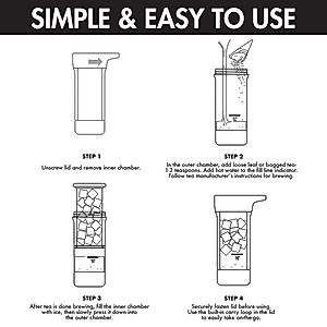 Primula Press and Go Iced Tea Maker, Travel Tumbler, Infuser Bottle, Leak-proof Flip-top Lid with Carry Loop, Dishwasher Safe, Made without BPA, 16-Ounce, Black, 1 Count (Pack of 1)