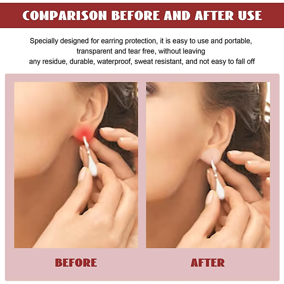 Ear Lobe Support Patches Earring Support Patches Invisible Ear Lobe Support Tape Portable Earlobe Support Patches Large Earrings Support Sticker Reduces Strain for Women Long Time Wear Earring