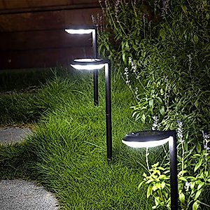 kinna Outdoor Solar Path Lights Waterproof Landscape Pathway Light with 6 White LEDs Garden Lighting Decorative for Patio Driveway Backyard (Black-4 Pack)