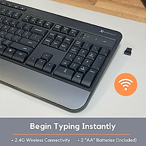 X9 Multimedia USB Wireless Keyboard - Take Control of Your Media - Full-Size Ergonomic Computer Keyboard Wireless with Wrist Rest - Cordless Keyboard for Laptop PC and Chrome