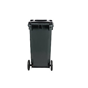 PLASTIC PRINCE 65 Gallon Rollout Trash Can with Lid, Commercial Heavy-Duty Container with Wheels, Gray