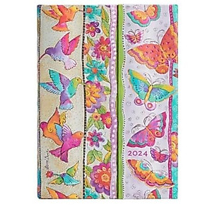 Paperblanks Varzi Dal 1956 2024 Diary 12 Months, Midi Daily Planner, Playful Creations, Butterflies and Hummingbirds – 13 x 18 cm