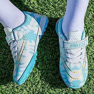 YASOWIN Kids Turf Soccer Shoes Boys Girls Youth Football Shoes Athletic Outdoor/Indoor Soccer Shoes Cleats (Toddler/Little Kid/Big Kid)