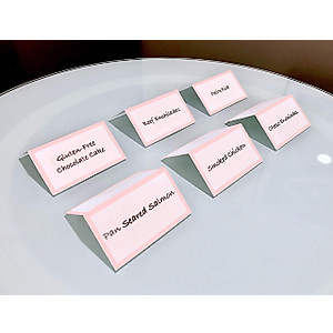 Tented Place Cards - 50 pack - Folded Place Cards are ideal for Wedding Place Cards, Buffet food label, Banquet tables, Cocktail Parties, and Name Cards. Made of 14 pt. Matte Card Stock.