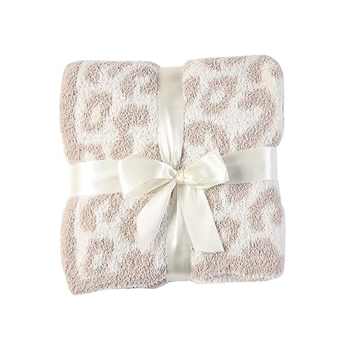 Leopard Knitted Throw Blanket Super Soft Cozy Warm Microfiber Leopard Print Blanket 60"x80"Lightweight Fluffy Reversible Beige Cheetah Print Blanket for Couch Sofa Bed Travel