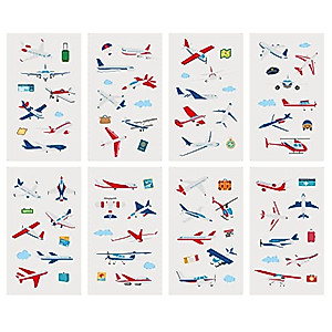 24 Sheets Airplane Temporary Tattoos, Birthday Decorations Airplane Party Favors