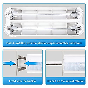 3 in 1 Foil and Plastic Wrap Organizer，Magnetic Plastic Wrap Dispenser with Cutter，Aluminum Foil Organization and Storage