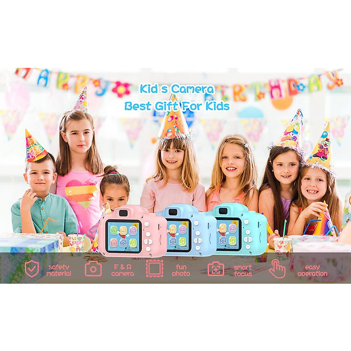 YUE3000 Upgrade Kids Camera,Gifts for Boys and Girls of Age 3-9, 1080P HD Digital Video Cameras for Toddler, 20M high -Definition Digital Camera, Suitable for Portable Toys with 32GB SD Card-Pink