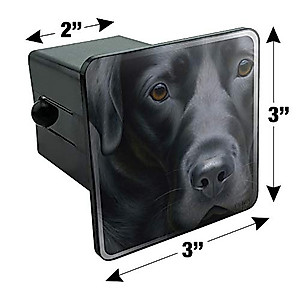 Black Labrador Retriever Dog Face Closeup Tow Trailer Hitch Cover Plug Insert