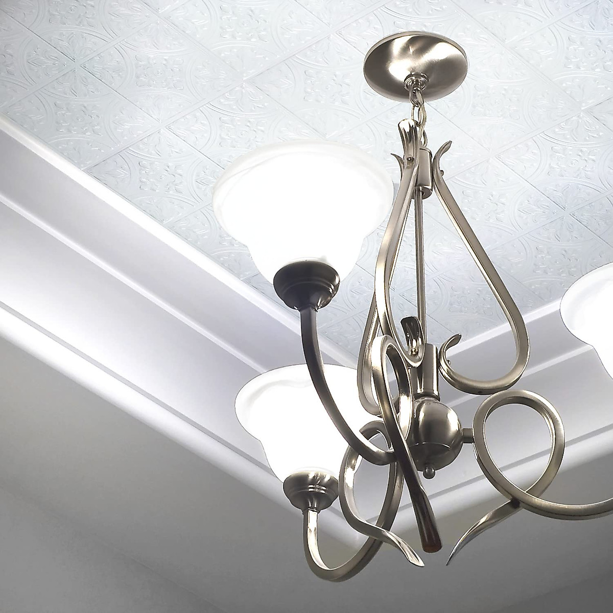 RoomMates TIL5014FLT Bright White Tin Tile Peel and Stick Backsplash