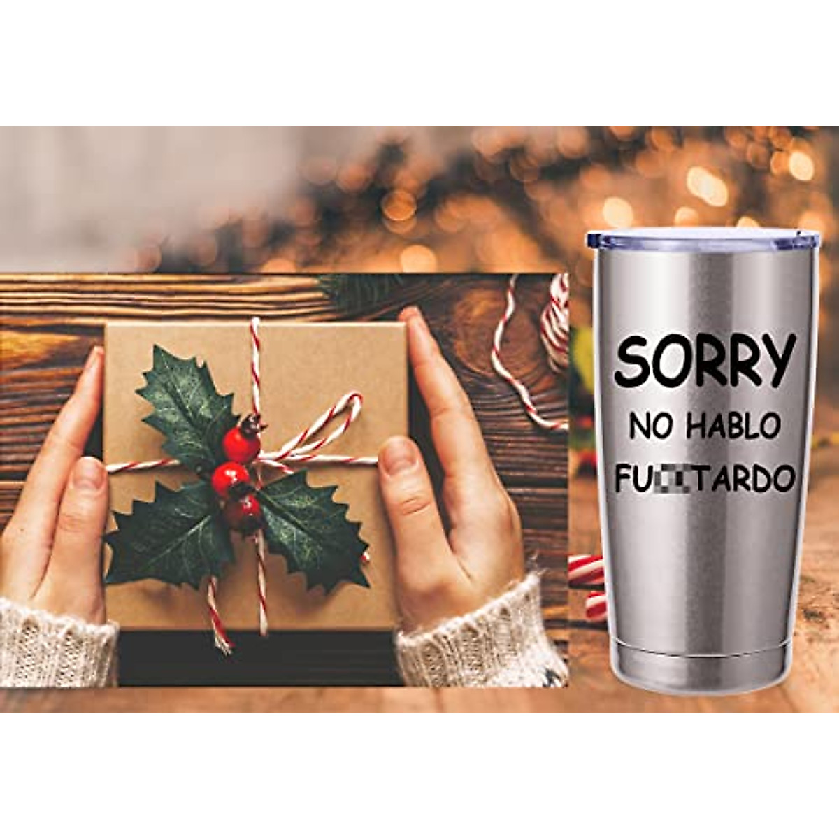 Funny Mug Gifts for Men.Sorry No Hablo Sarcastic Novelty Cup Joke Great Gag Gift Idea Tumbler for Men Women Office Work Adult Humor Employee Boss Coworkers(20oz Stainless Steel)