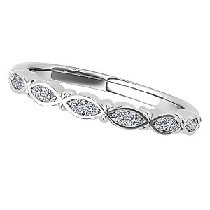 MauliJewels 0.10 Carat Round Diamond Wedding Band for women Engagement Anniversary Promiss 14K Solid White Rose Yellow Gold