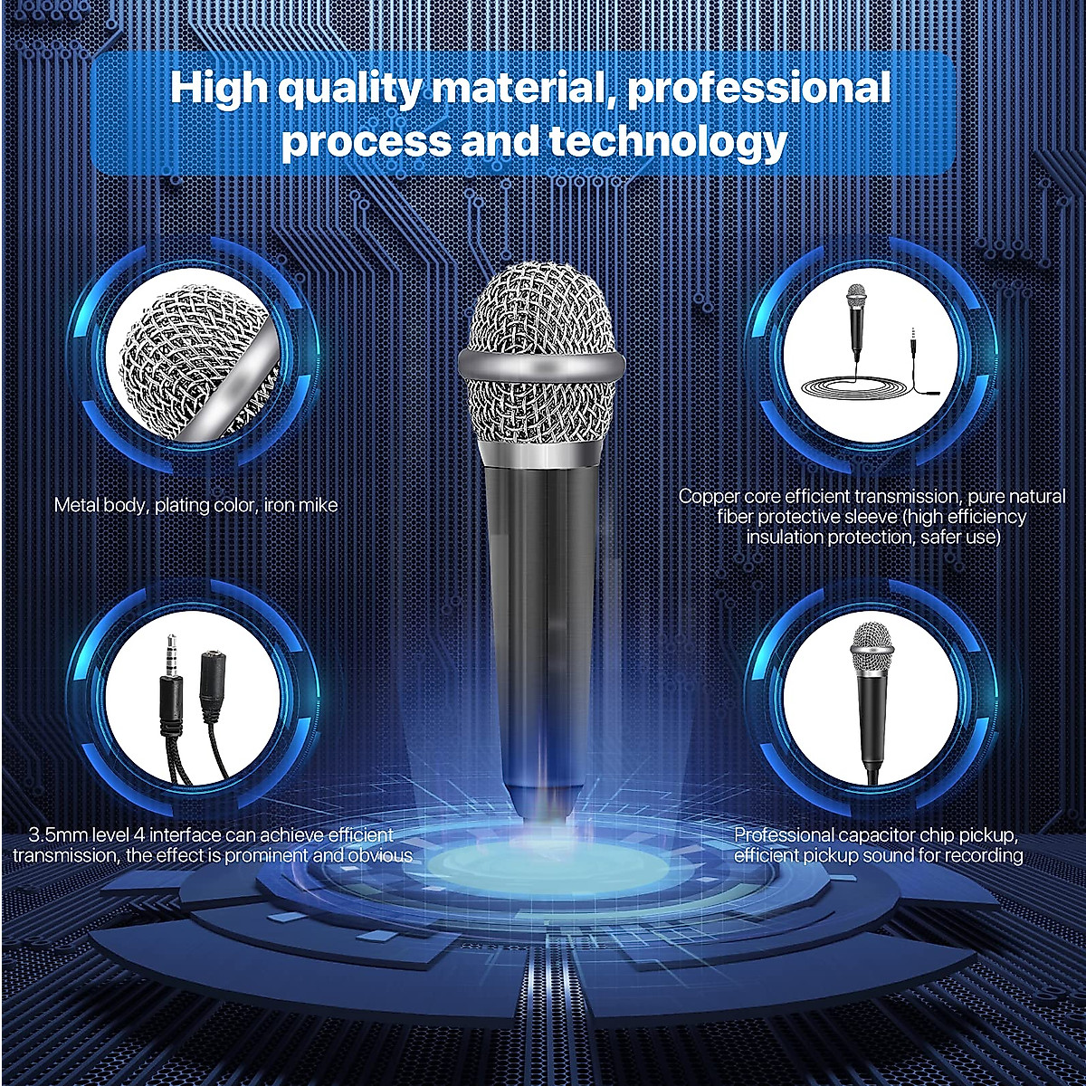 JeMii Mini Microphone,Tiny Microphone,Phone Microphone, Asmr Microphone,Mini Karaoke Microphone,forVoiceRecording Chatting and Singing on iPhone,Android,PC(Black)