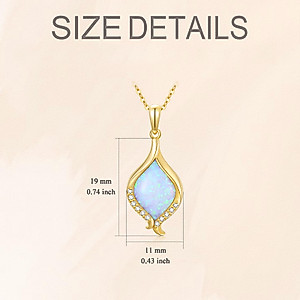 Ayafee 14K Real Gold White Opal with Genuine Diamond Pendant Necklace for Women Opal Jewelry Gift for Birthday Valentine’s Day Chain 16-18" (1/20 ctw, D, VVS1)