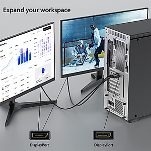 UVOOI DisplayPort Cable 10ft 2-Pack, 4K Display Port Cable High Speed DP to DP Cord (4K@60hz, 2K@144Hz & 165Hz, 1080P@144Hz, 3D)