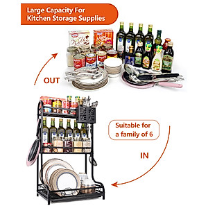 Dish Drying Rack - 3 Tiers Large Size Drainboard Set,Multifunctional Heavy Duty Dish Storage Organizer,Extra Large Capacity Spice Rack,Black,Model:DDR-003,by WEIKER., 17.5x12.5x29.5''