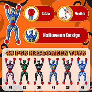 48Pcs Halloween Party Favors for Kids, Halloween Party Favors Bulk with Sticky Toys,Stretchy Sticky Toys for Halloween Bags Party Favors, Halloween Goodie Bag Fillers Trick or Treat Toys for Kids