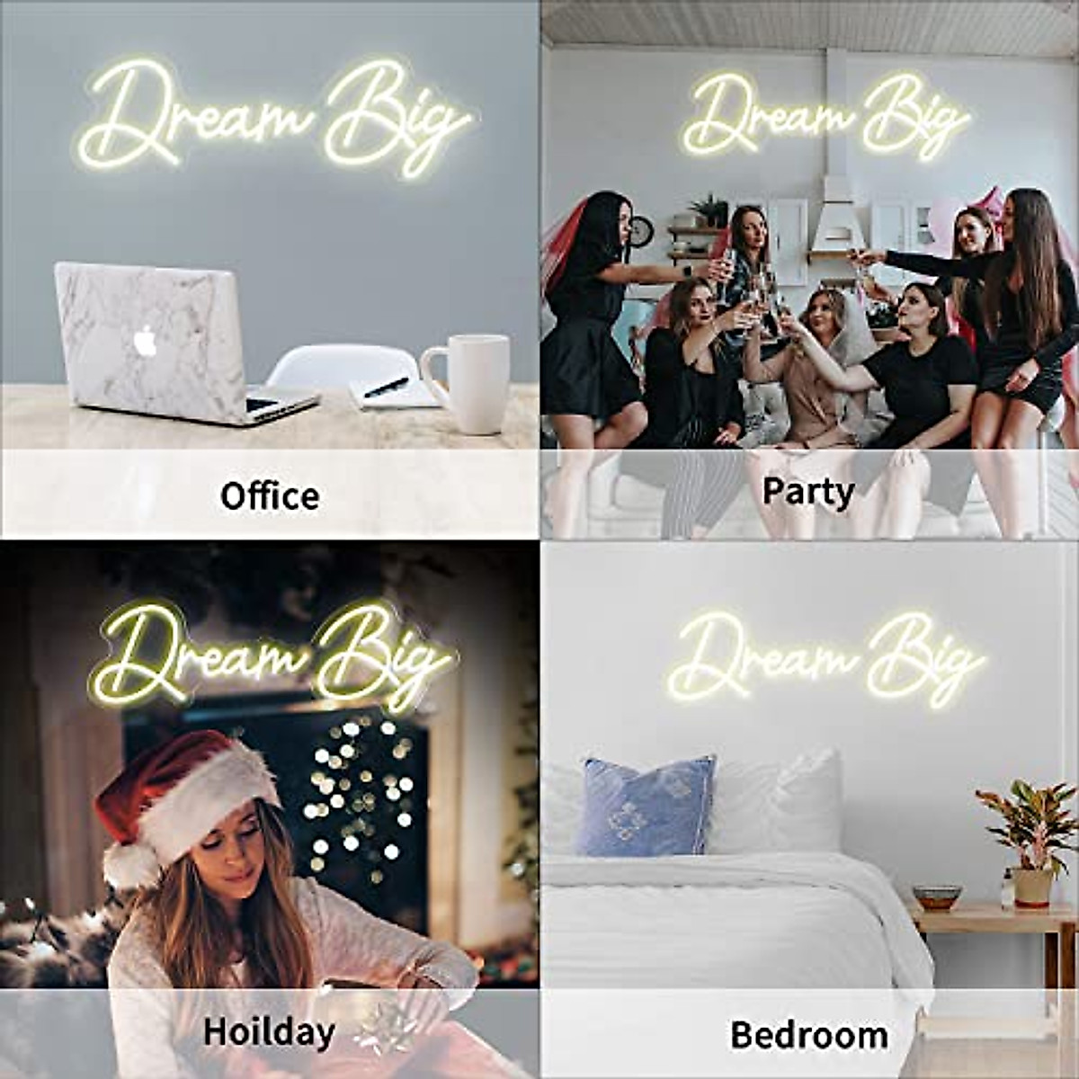 Dream big Neon Sign For Wall Decor, Neon Lights for Bedroom Led Signs, Dream Led Neon Signs For Birthday Gifts, Bar Restaurant Party Art Wall Decorative 23.2 * 7.6 Inch