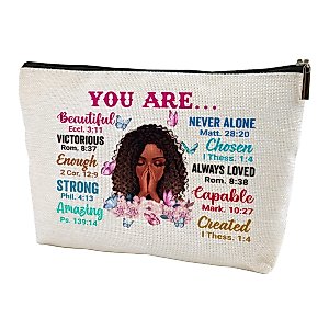 LANBAIHE African American Cosmetic Bag Gift - You are Unique Special Lovely Chosen Forgiven Travel Makeup Zipper Bag Black Gir & Women Gift Inspirational Gifts,Gifts for Friends,Sisters