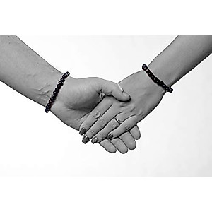 AMBERAGE Natural Baltic Amber Bracelet for Adults (Women/Men) - Hand made From Raw-Unpolished/Certified Baltic Amber Beads(6 Colors) (8, Raw-Unpolished Dark Cherry)