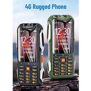 Rugged Senior Cellphone, 4G Large Mobile Phone for Elderly, 4in, 18000mAh Battery, Sound Quick Dial Phone for Android 7.0, Dual LED Lights (Black)