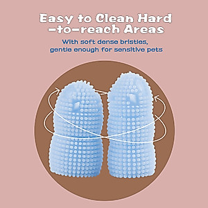 JOOEASI Dog Finger Toothbrush, 4 Pack Heavy Duty Dog Tooth Brushing Kit Soft Silicone Finger Toothbrush for Dogs, Cats (Blue and Pink) (4 Pack)