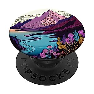 Mountain Wilderness Outdoor Flowery River Earthy Floral Boho PopSockets Standard PopGrip