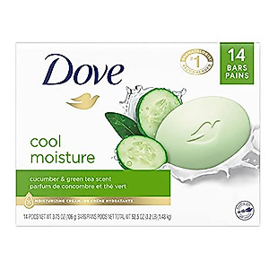 Dove Skin Care Beauty Bar For Softer Skin Cucumber and Green Tea More Moisturizing Than Bar Soap 3.75 oz, 14 Bars