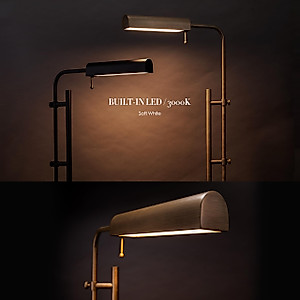 O'Bright Cedric Adjustable Pharmacy Floor Lamp - Industrial Design for Reading, Crafting, Work - 10W LED, Height 45-61 inches - Ideal for Living Room, Bedside, Office - Antique Brass