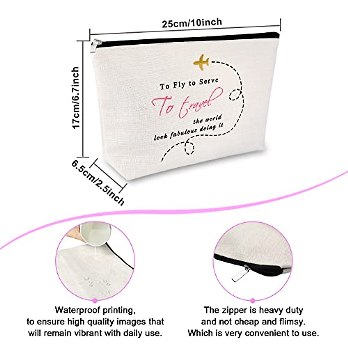 Flight Attendant Gift for Women Makeup Bag Pilot Gift Aviation Graduation Gift Flight School Gift for Student Cosmetic Bag Birthday Retirement Gift Appreciation Christmas Gift Travel Cosmetic Pouch